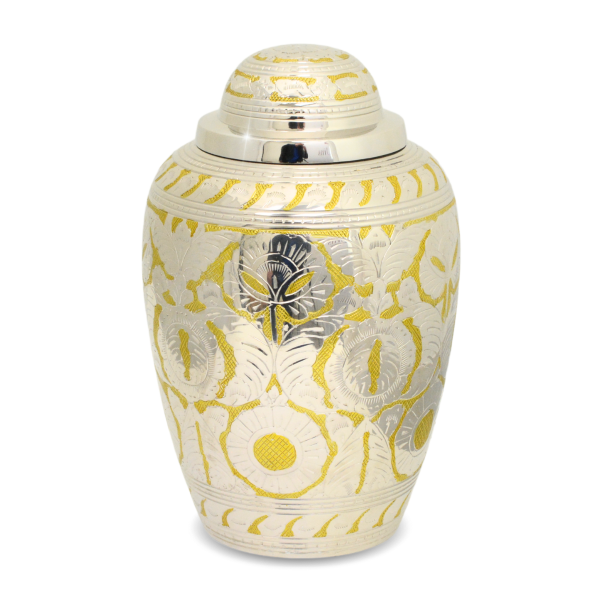 Large/Adult 200 Cubic Inch Regal Gold Brass Funeral Cremation Urn for ...