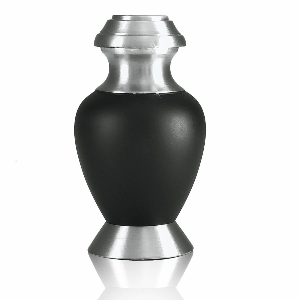 Small/Keepsake 4 Cubic Ins Black & Pewter Brass Funeral Cremation Urn ...