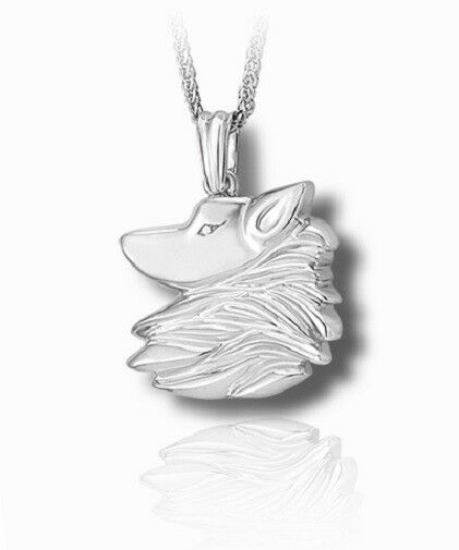 Sterling Silver Lone Wolf Funeral Cremation Urn Pendant for Ashes w Chain