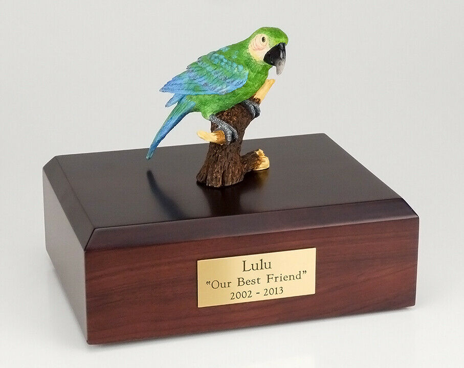 Parrot Green Figurine Bird Pet Cremation Urn Avail 3 Different Colors ...
