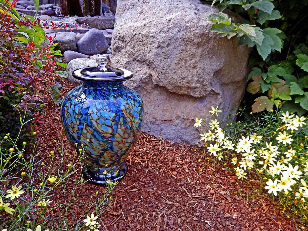 Large/Adult 220 Cubic Inch Venice Evening Funeral Glass Cremation Urn ...
