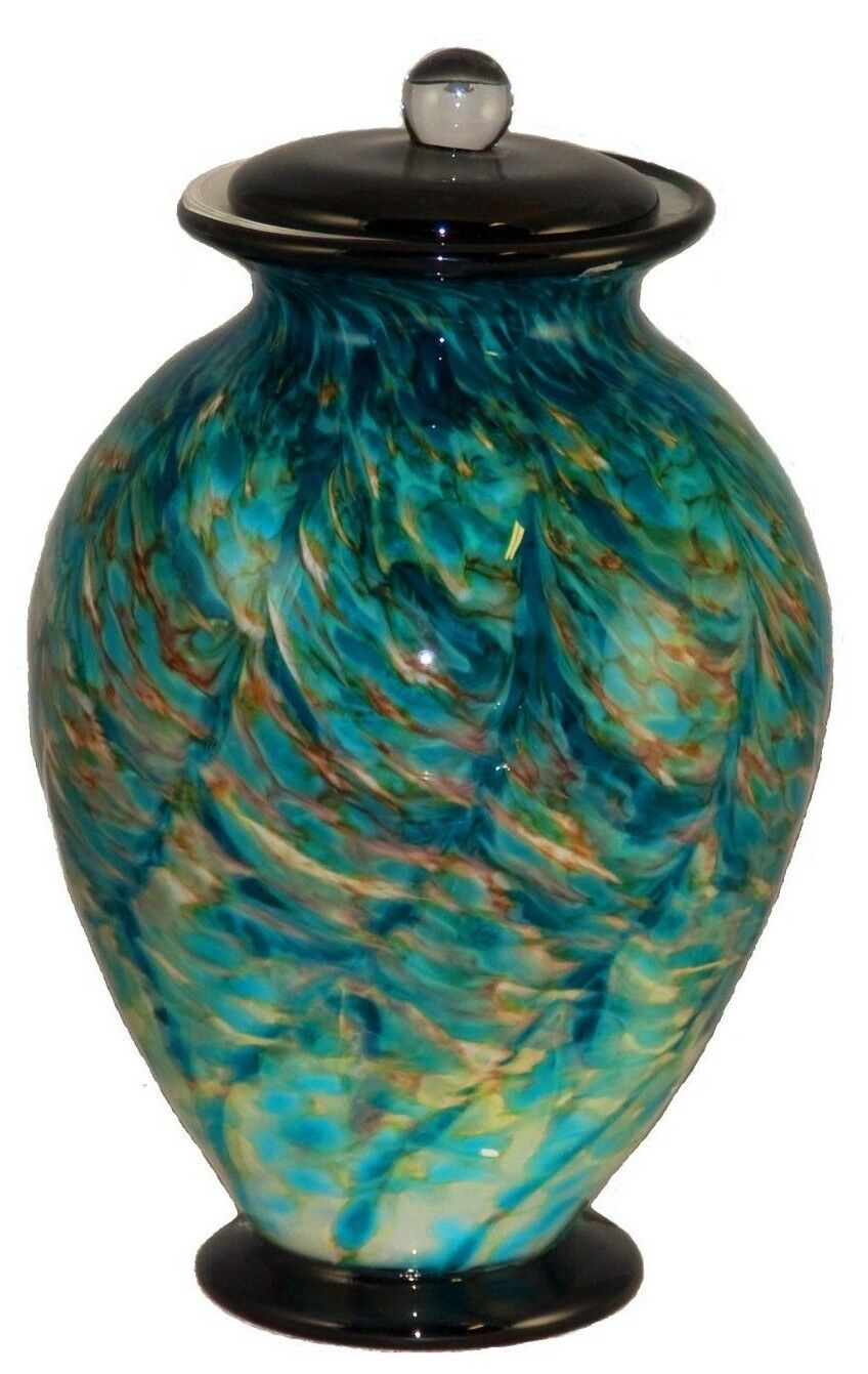 XL/Companion 400 Cubic Inch Venice Aegean Funeral Glass Cremation Urn ...