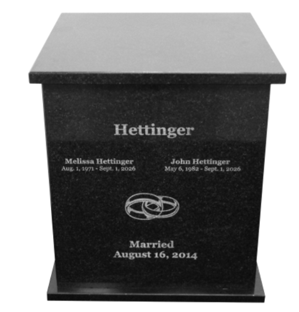Extra-Large/Companion 500 Cubic Inch Black Granite Cremation Urn for A ...