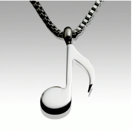 Musical Note Stainless Steel Funeral Cremation Urn Pendant w/Chain for ...