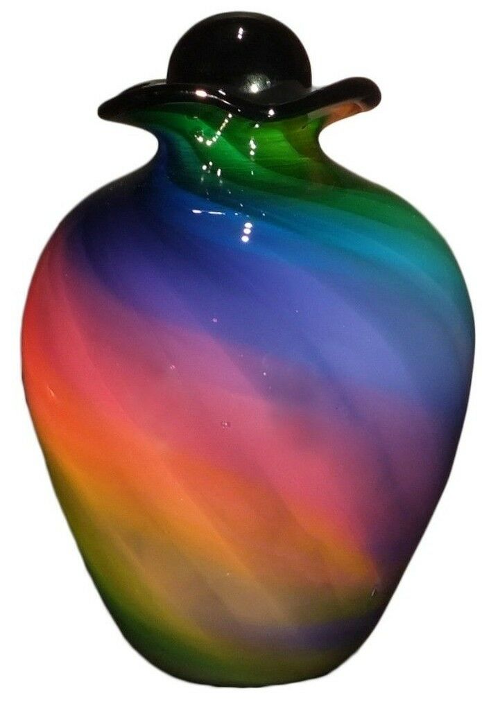 Large/Adult 220 Cubic Inch Rome Rainbow Funeral Glass Cremation Urn fo ...