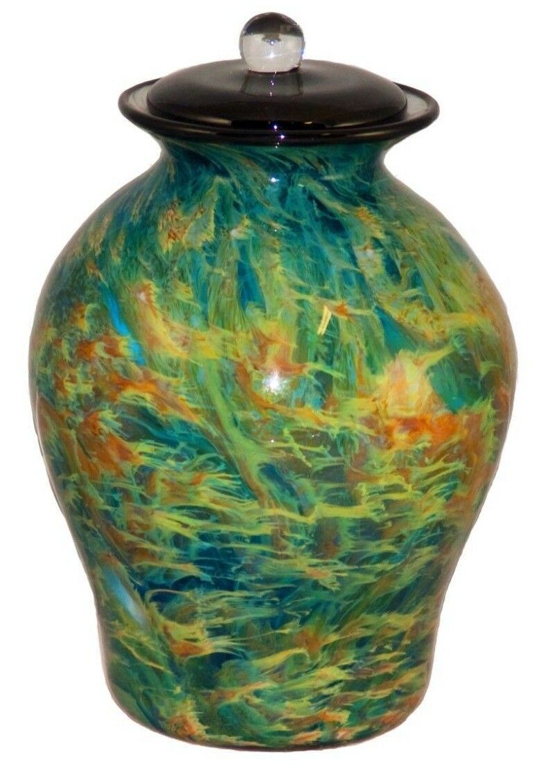 XL/Companion 400 Cubic Inch Palermo Nuvole Funeral Glass Cremation Urn ...